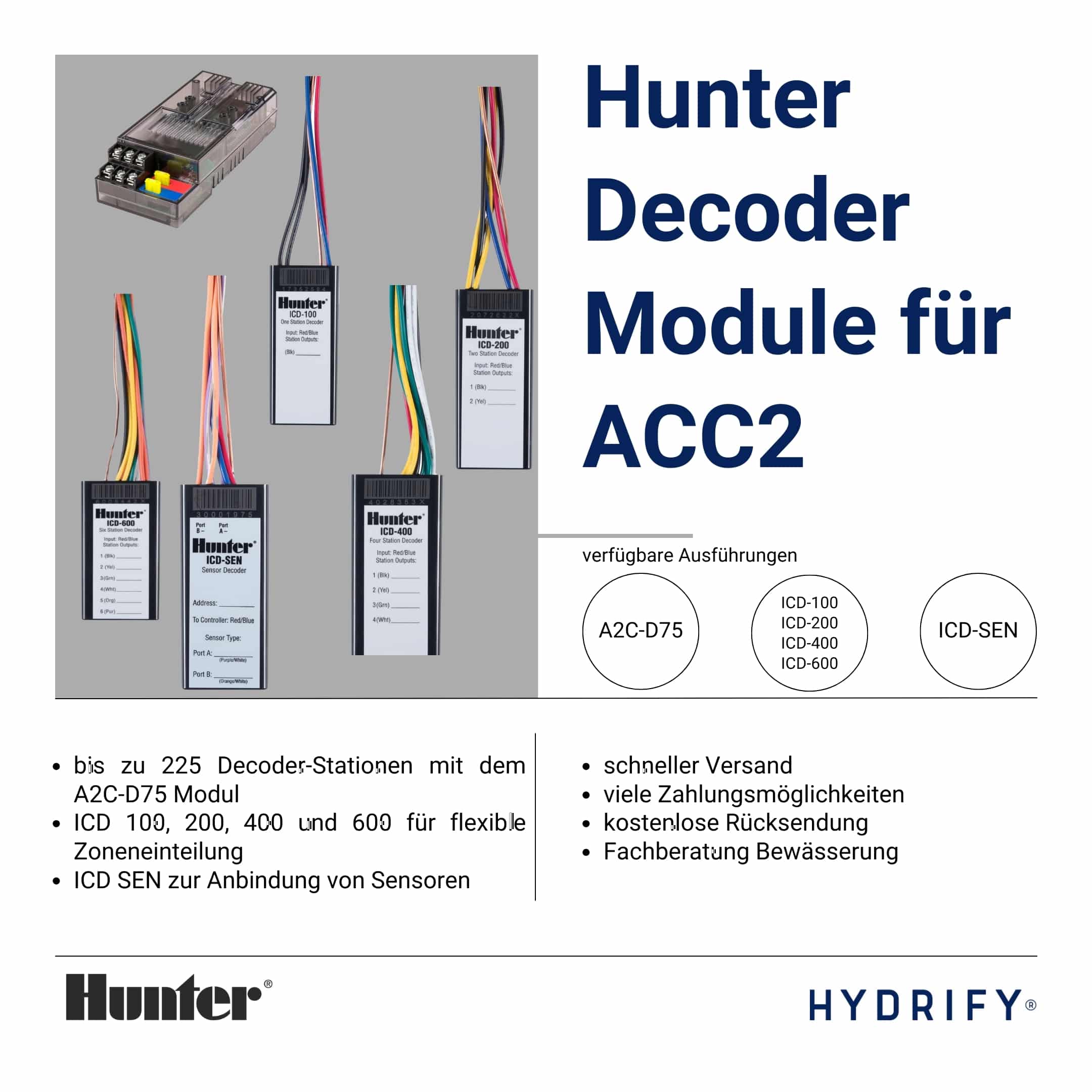 Hunter ACC2 Decoder Erweiterungsmodule A2C-D75 ICD-100 ICD-200 ICD-400 ...